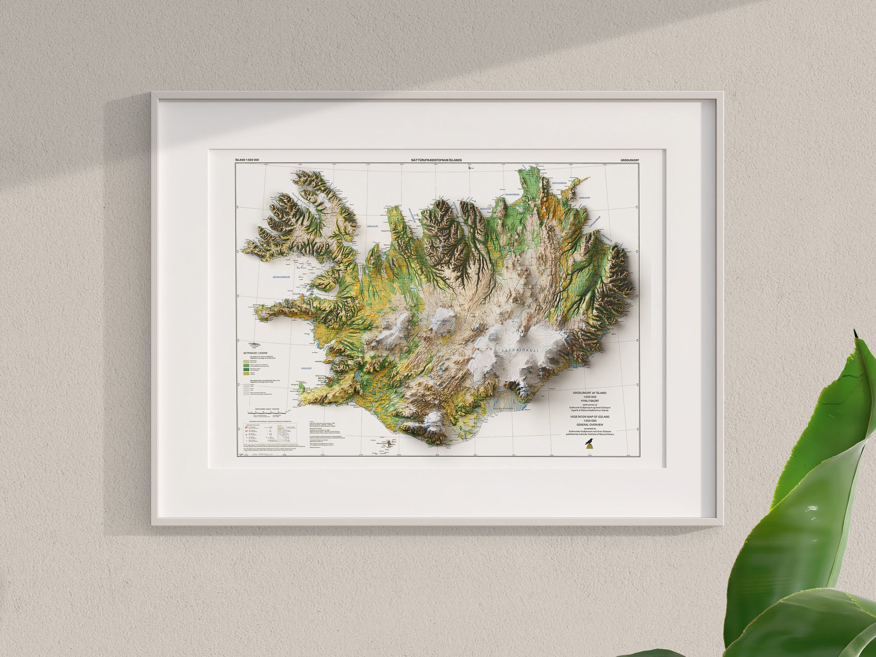 Iceland Soil Map of 1998 2D Poster Shaded Relief Map, Fine Art Wall ...