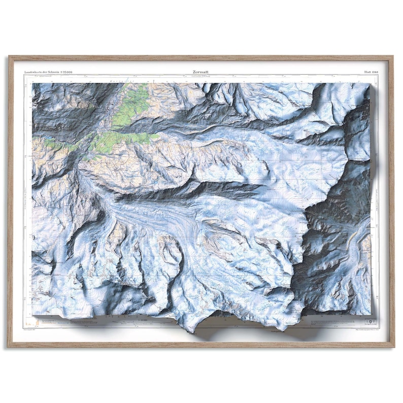 Zermatt (switzerland) 1970 Topographic Map: Vintage Flat Shaded Relief ...