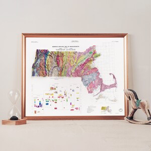 Massachusetts (USA) Geological Map of 1983 - 2D Poster Shaded Relief ...