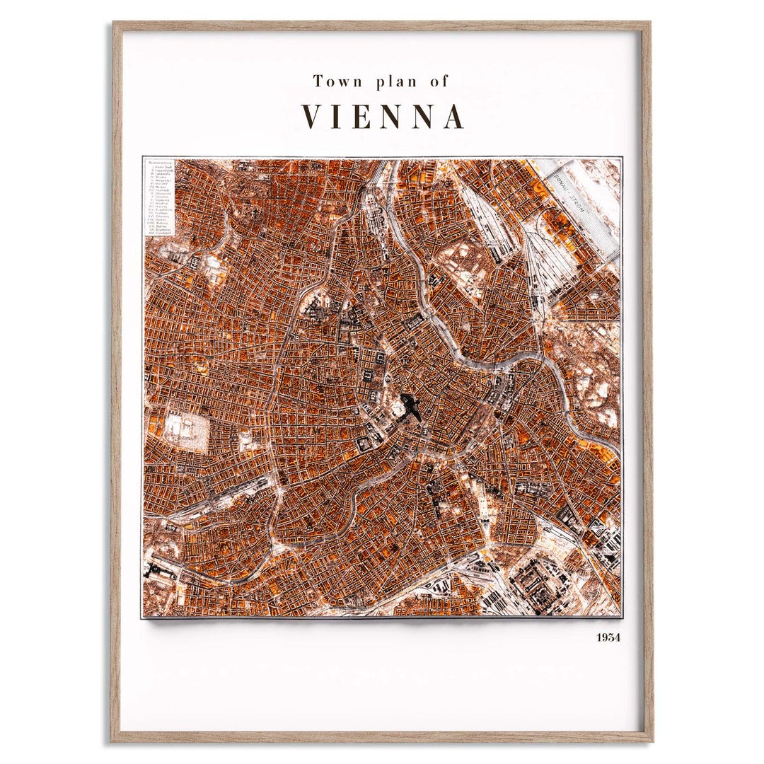Vienna (austria) 1934 City Map: Vintage Flat Shaded Relief Print Art - Etsy