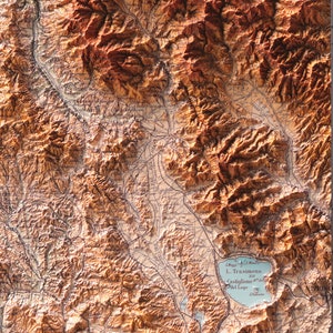 Tuscany italy Topographic Map of 1935 2D Poster Shaded Relief Map, Fine ...