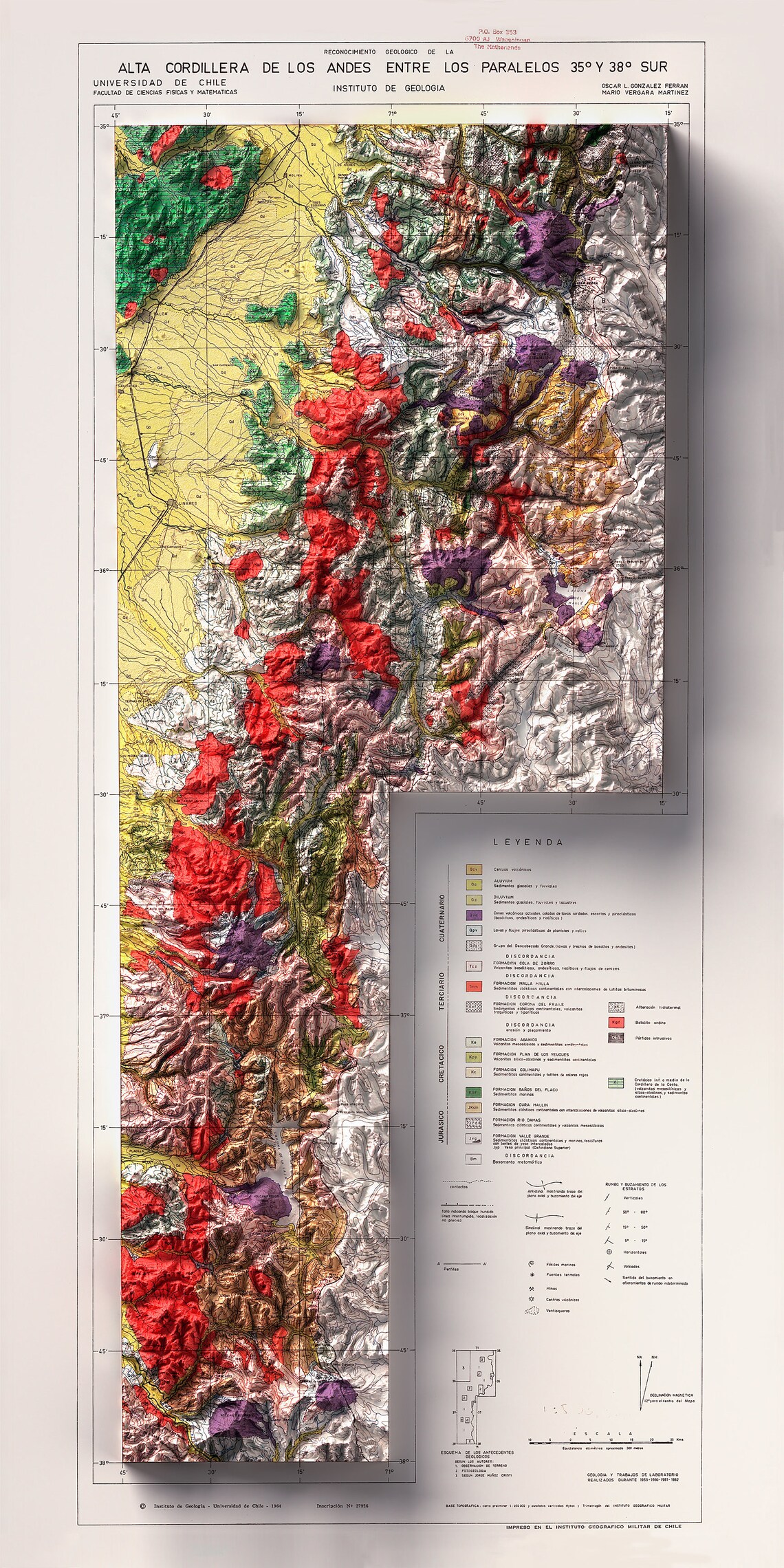 Alta Cordillera De Los Andes chile Geological Map 1964 - Etsy