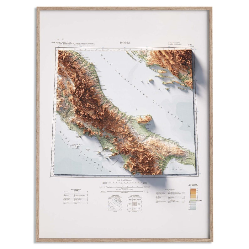Rome (italy) 1931 Topographic Map: Vintage Flat Shaded Relief Print Art ...