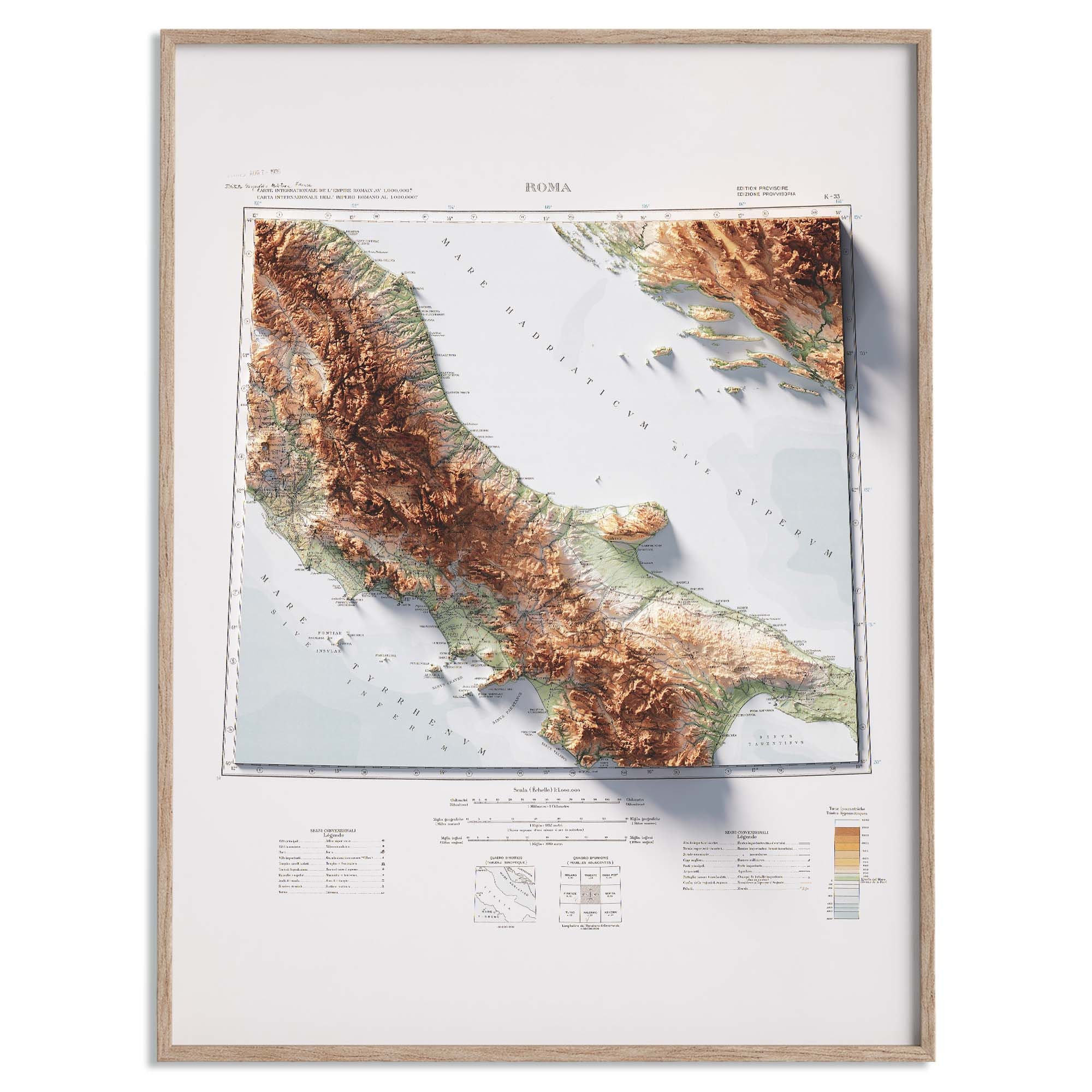 Rome (italy) 1931 Topographic Map: Vintage Flat Shaded Relief Print Art ...
