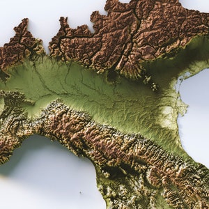 Italy Elevation Tint Geo Shaded Relief Map Fine Art - Etsy