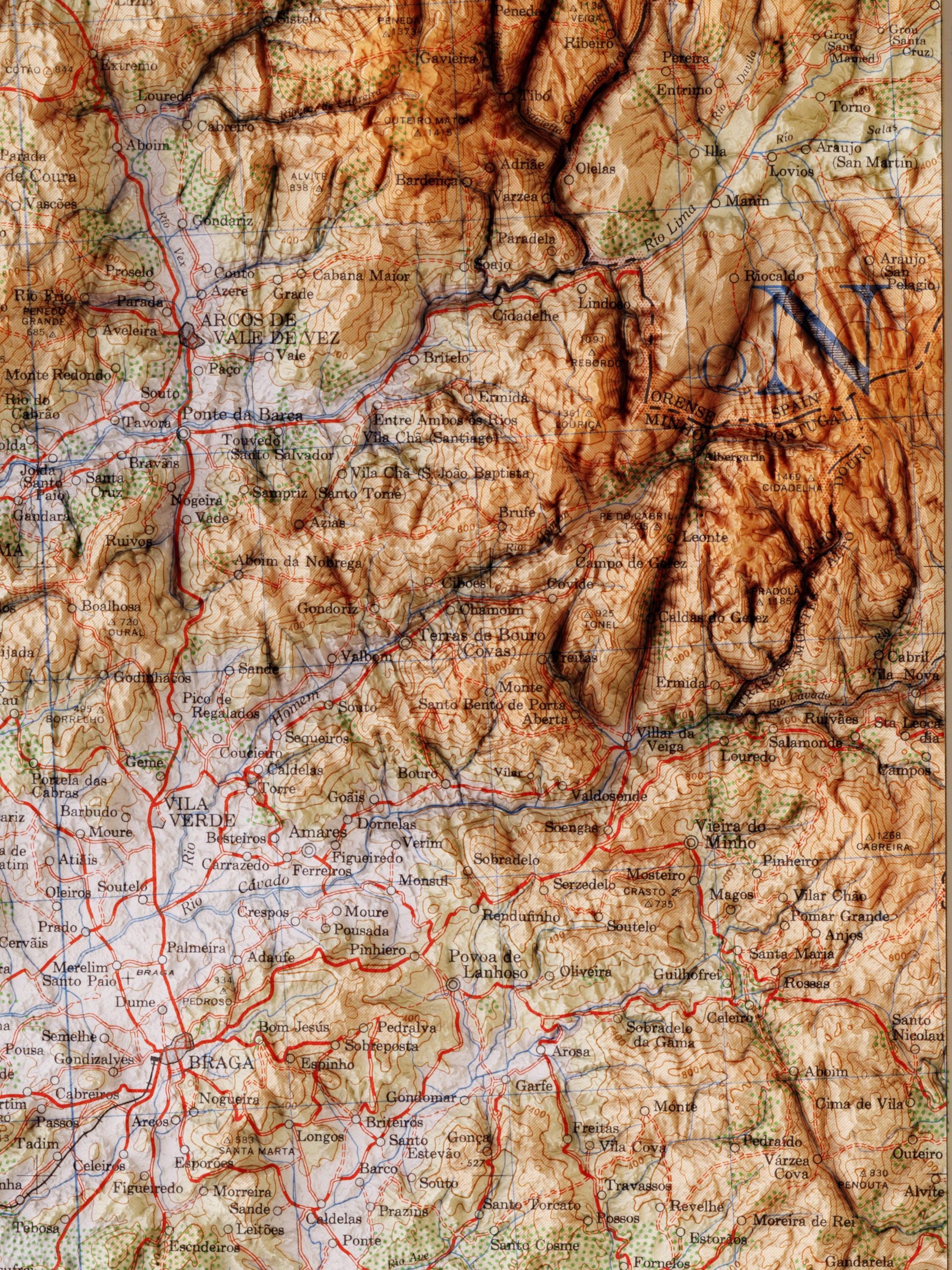 Porto portugal Topographic Map of 1944 2D Poster Shaded - Etsy