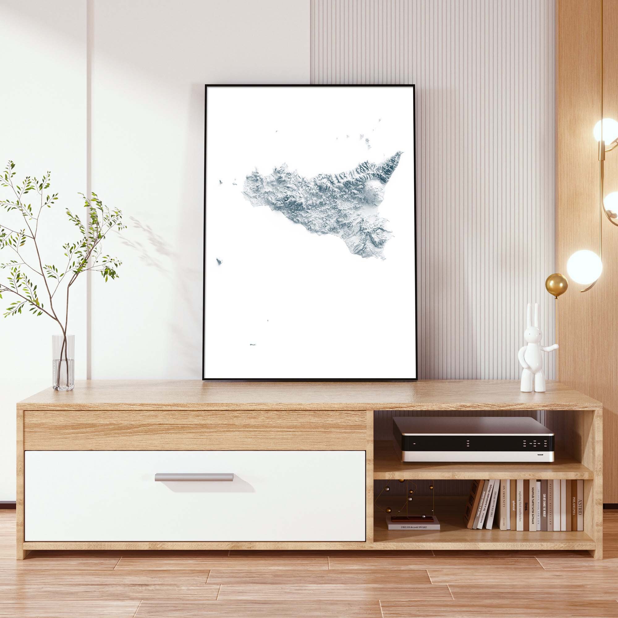 Sicily (italy) Elevation Map - White Edition - Modern Flat Shaded ...
