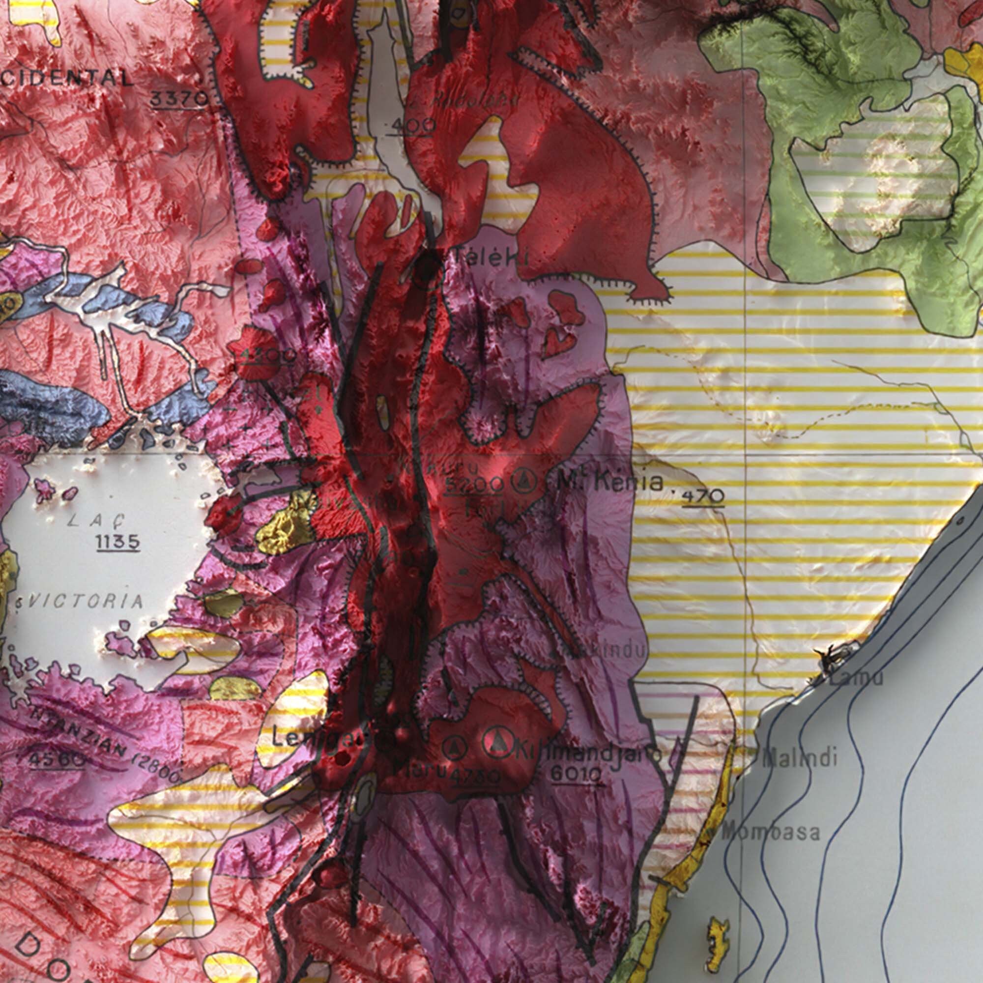 Africa Geological Map of 1958 2D Poster Shaded Relief Map - Etsy Canada