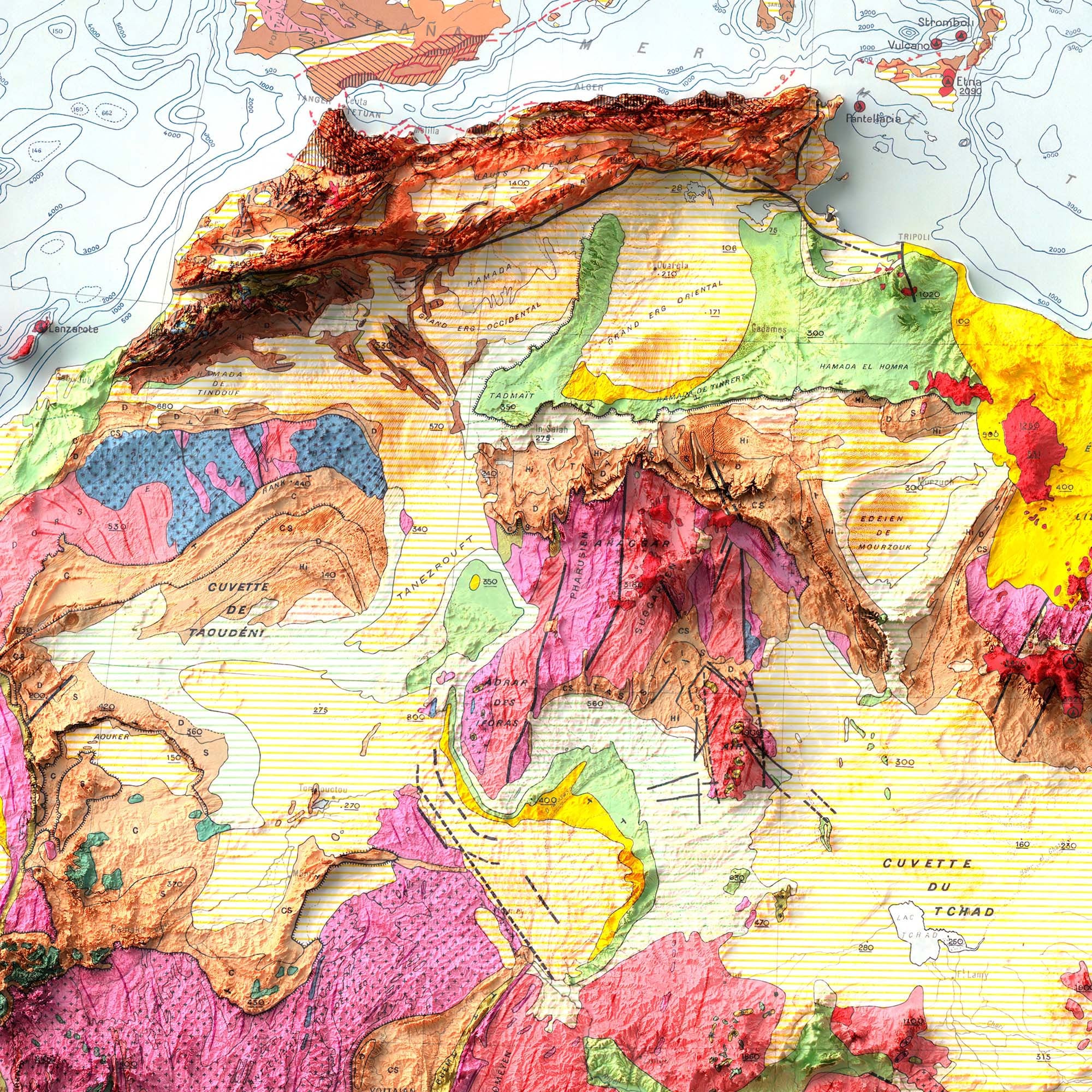 Africa Geological Map of 1958 2D Poster Shaded Relief Map - Etsy Australia
