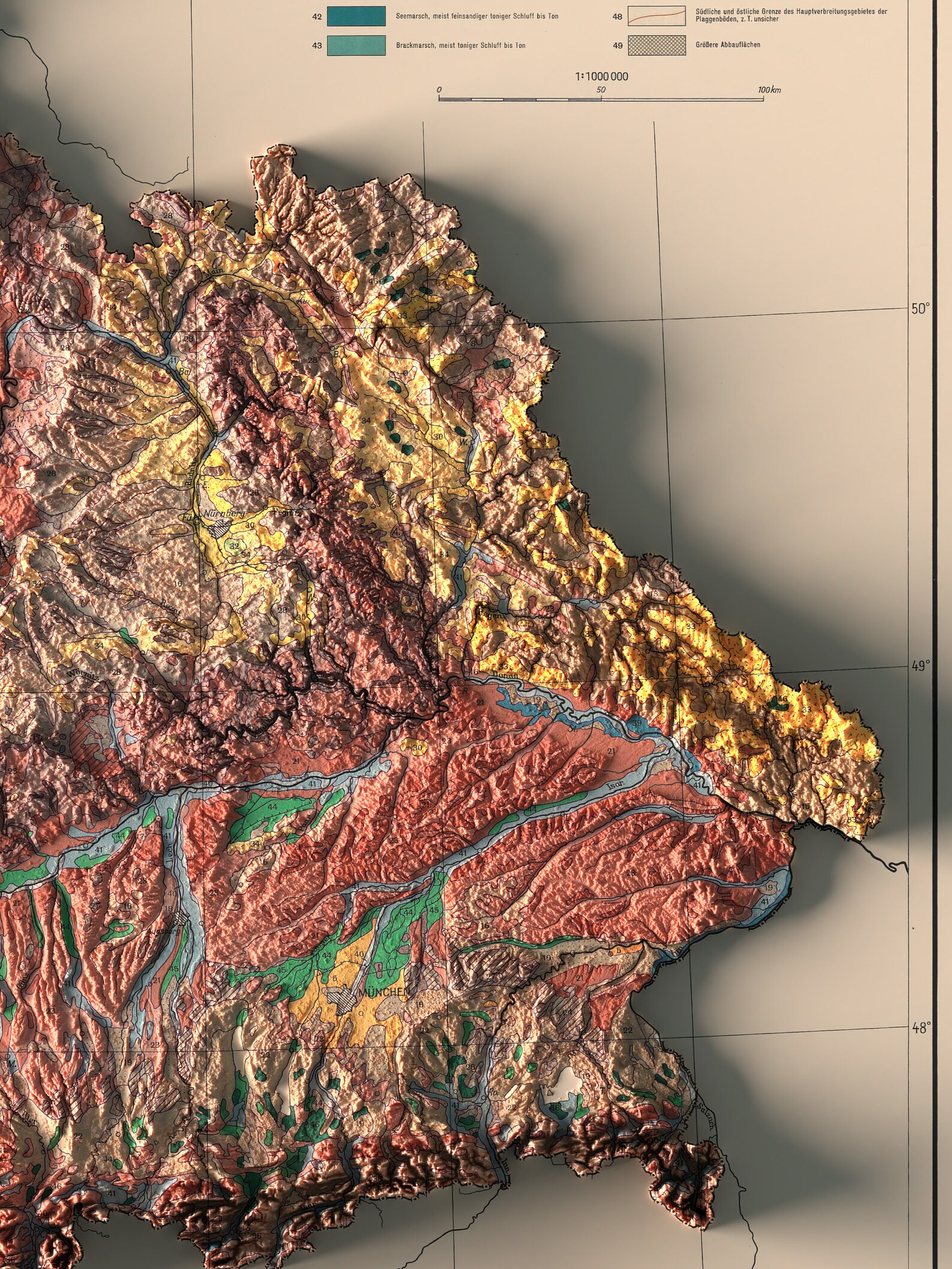 West Germany Soil Map of 1963 2D Poster Shaded Relief Map - Etsy