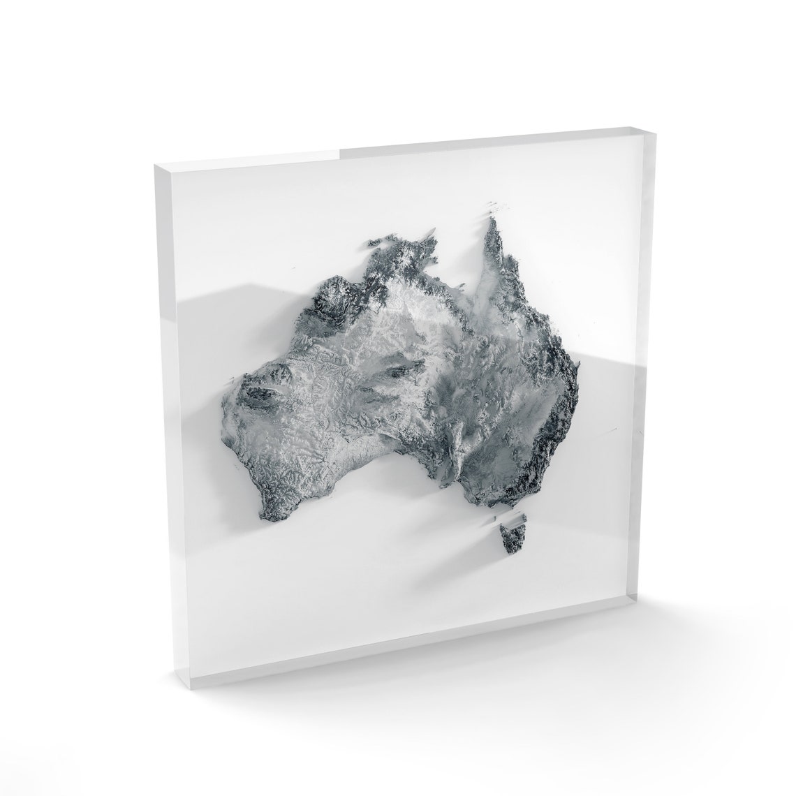 Australia Acrylic Block, Hypsometric Shaded Relief Map, Custom Gift for ...