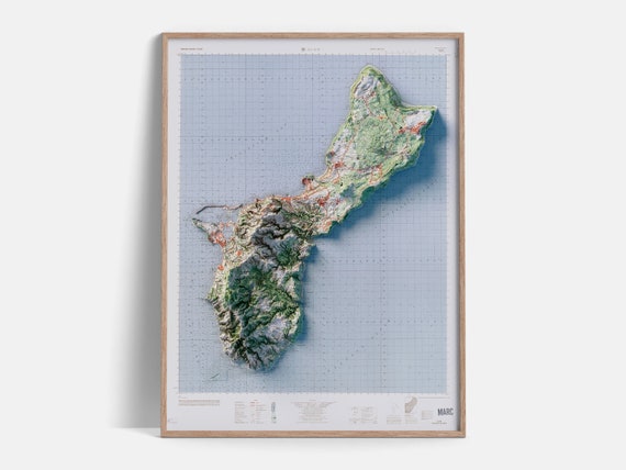 Guam mariana Islands USA Topographic Map 1965 Shaded - Etsy