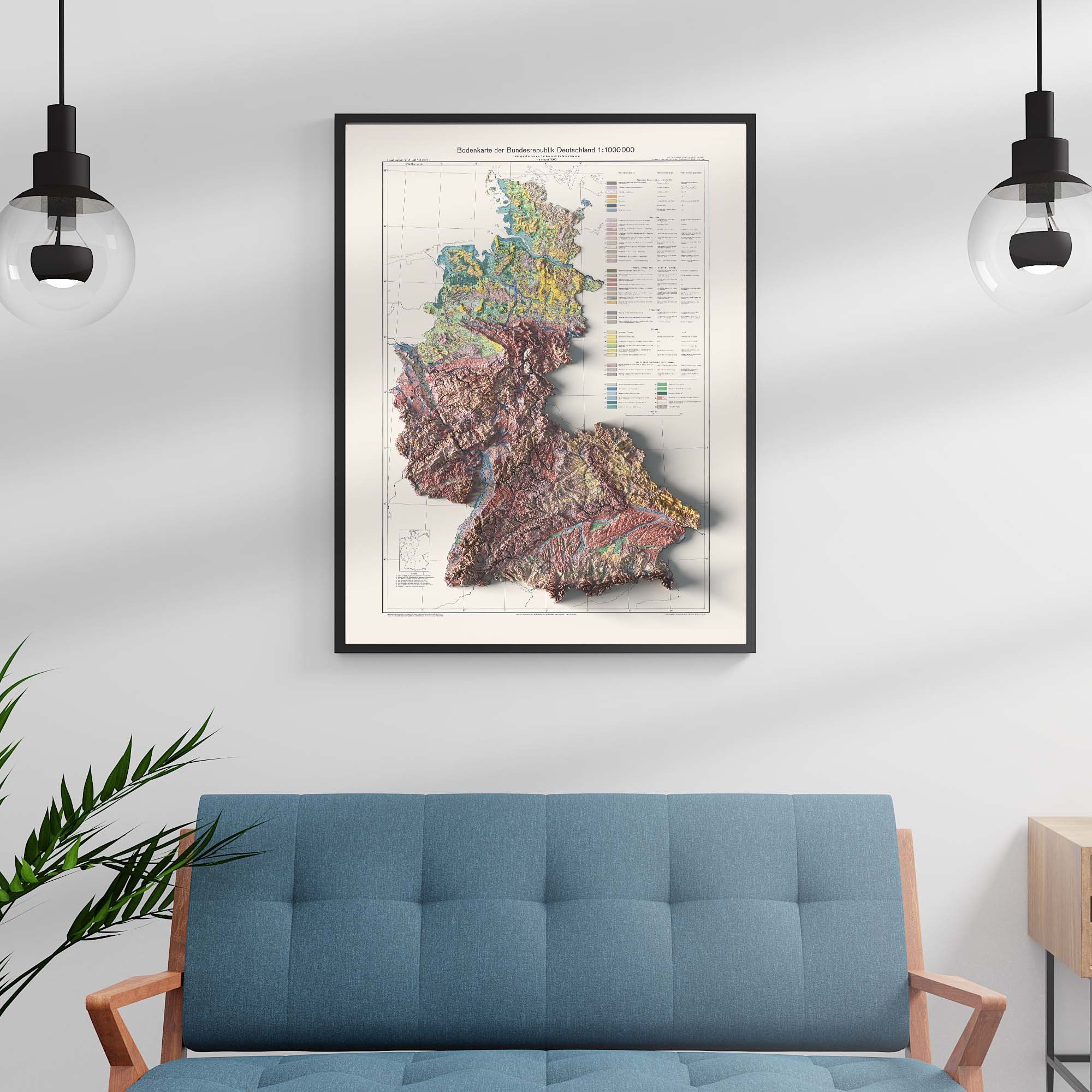 West Germany Soil Map of 1963 - 2D Poster Shaded Relief Map, Fine Art ...