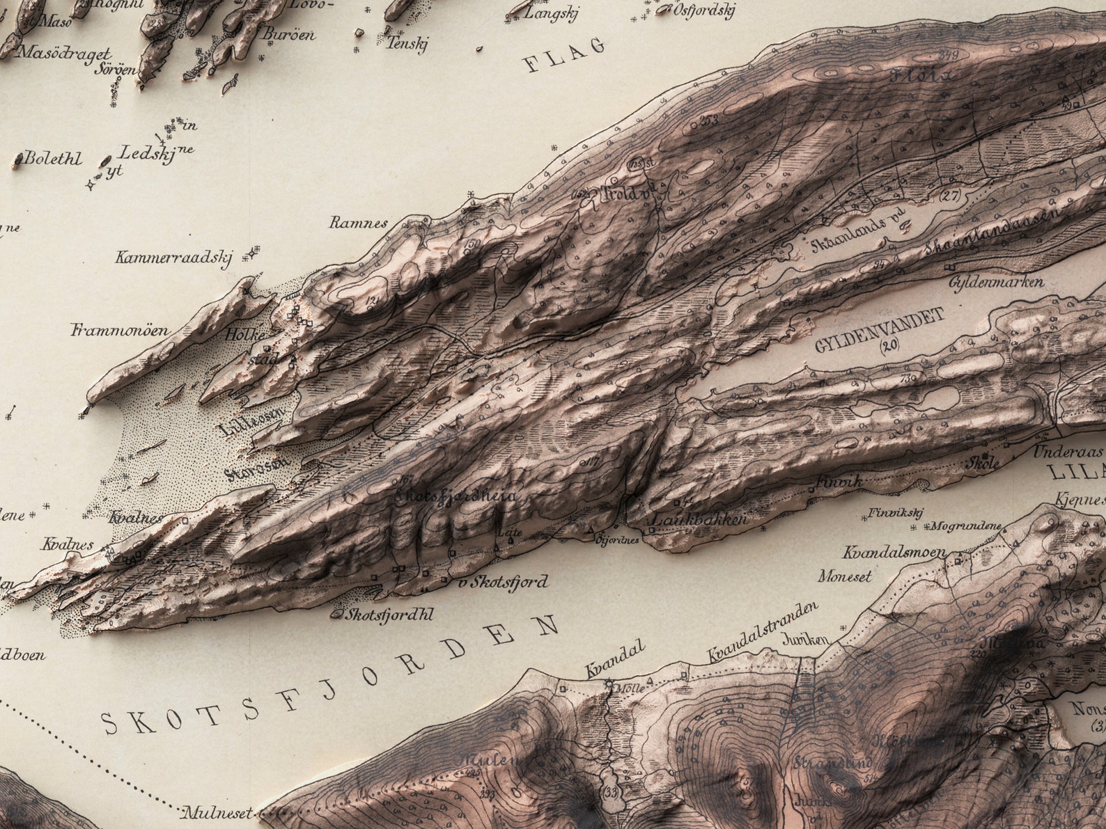 Steigen norway Topographic Map of 1902 2D Poster Shaded - Etsy