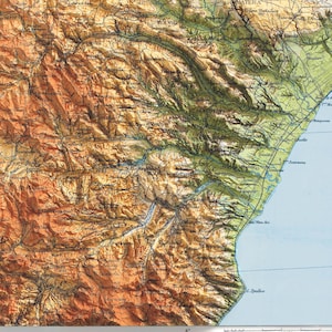 Apulia and Lucania (italy) Topographic Map of 1950 - 2D Poster Shaded ...