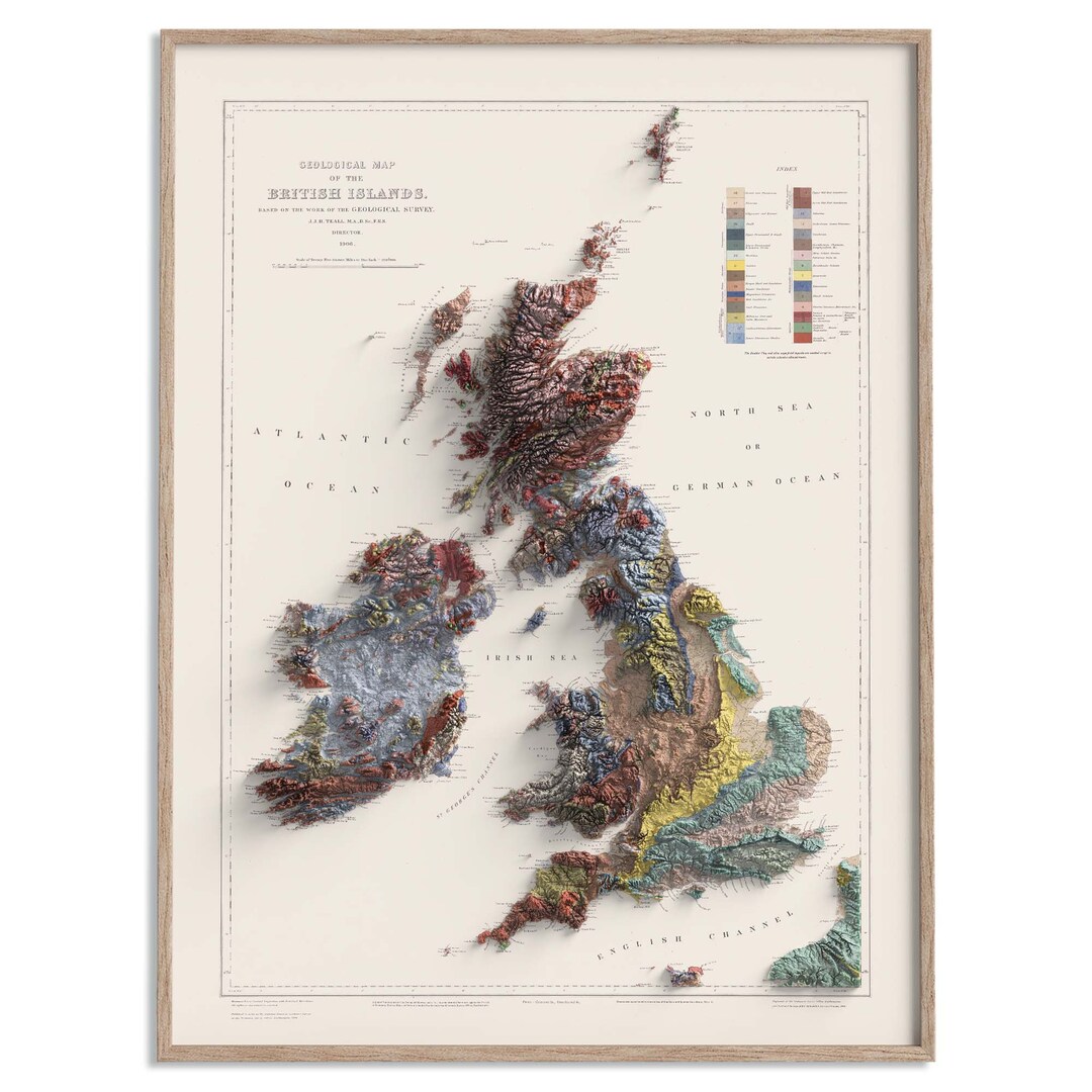 British-irish Isles Geological Map of 1906 - 2D Poster Shaded Relief ... British-irish Isles Geological Map of 1906 - 2D Poster Shaded Relief ...