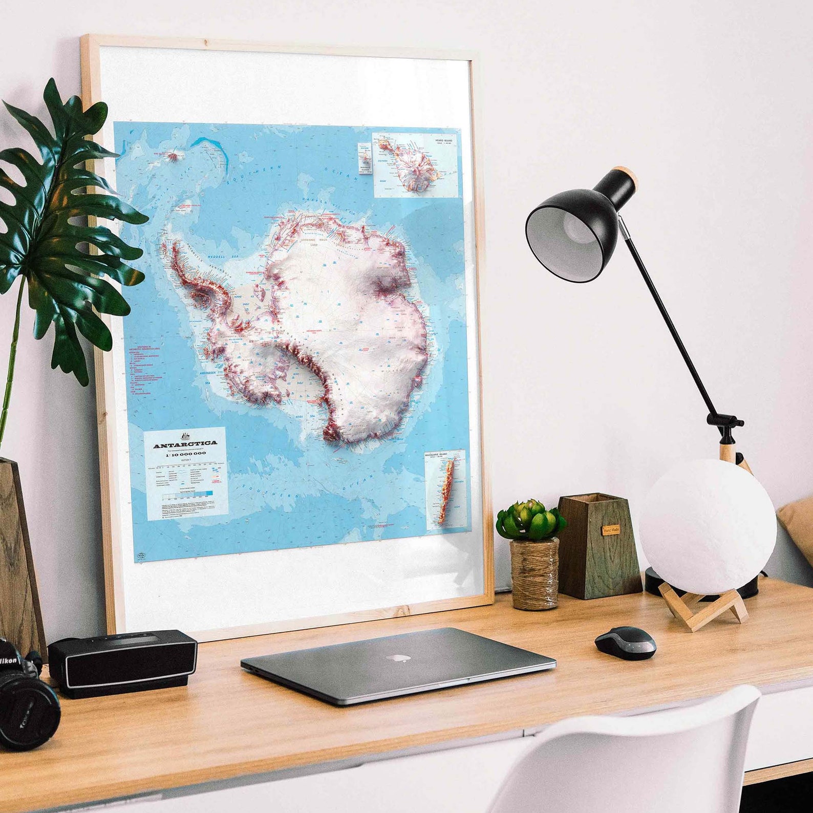 Antarctica Topographic Map of 1986 2D Poster Shaded Relief Map, Fine ...