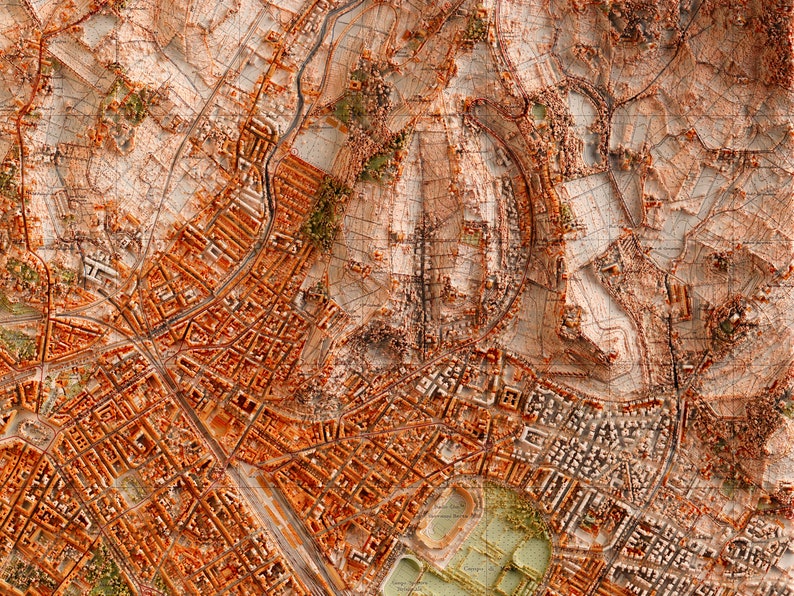 Florence italy City Map of 1936 2D Poster Shaded Relief - Etsy