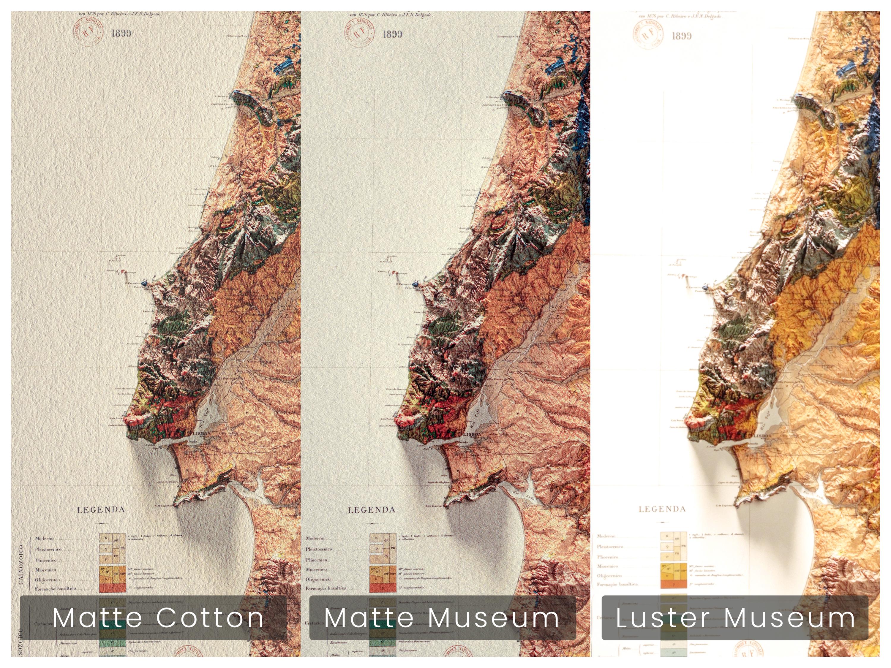 Porto (portugal) Topographic Map of 1944 - 2D Poster Shaded Relief Map ...