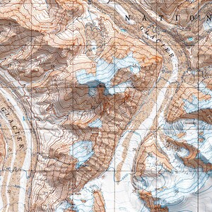 Mt Denali (alaska, USA) Topographic Map of 1964 - 2D Poster Shaded ...