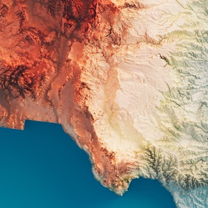United States of America Elevation Map spectral 2D Poster Shaded Relief ...