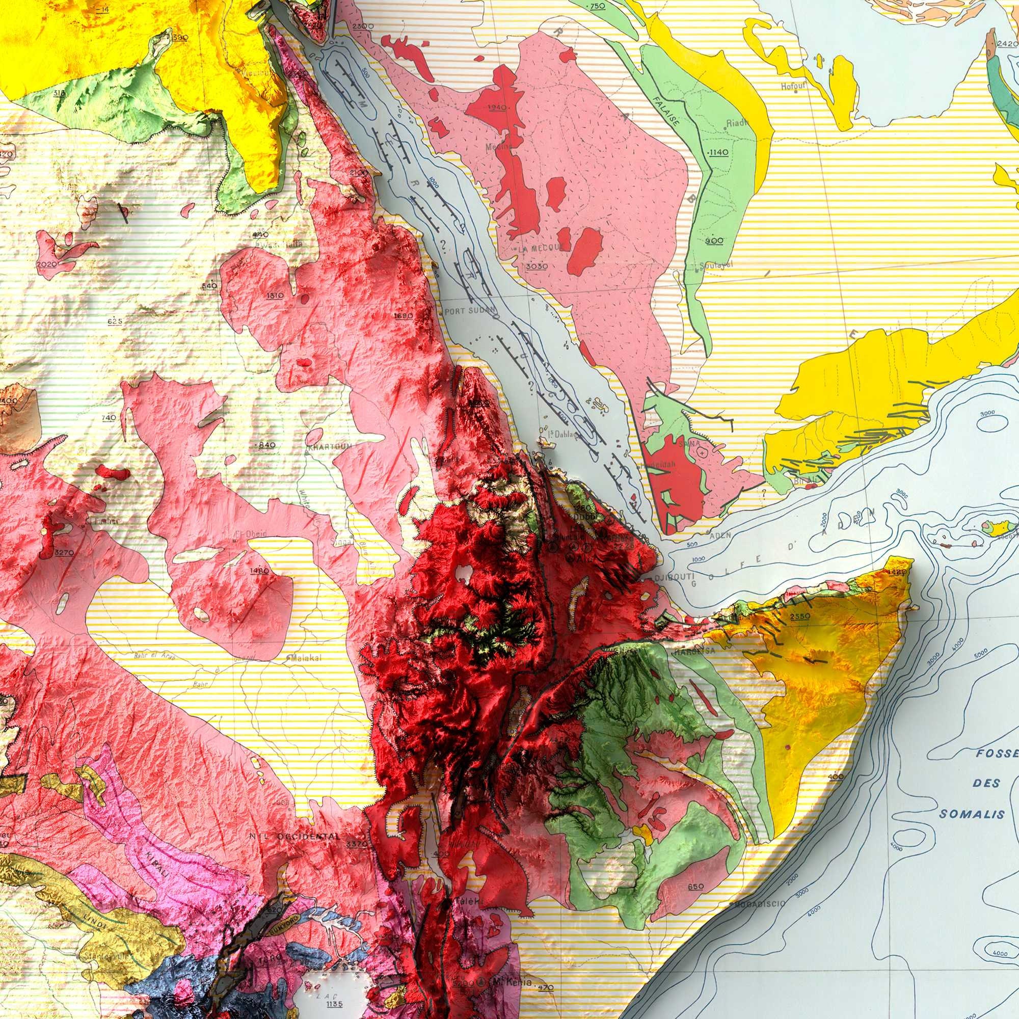 Africa Geological Map of 1958 2D Poster Shaded Relief Map - Etsy Australia