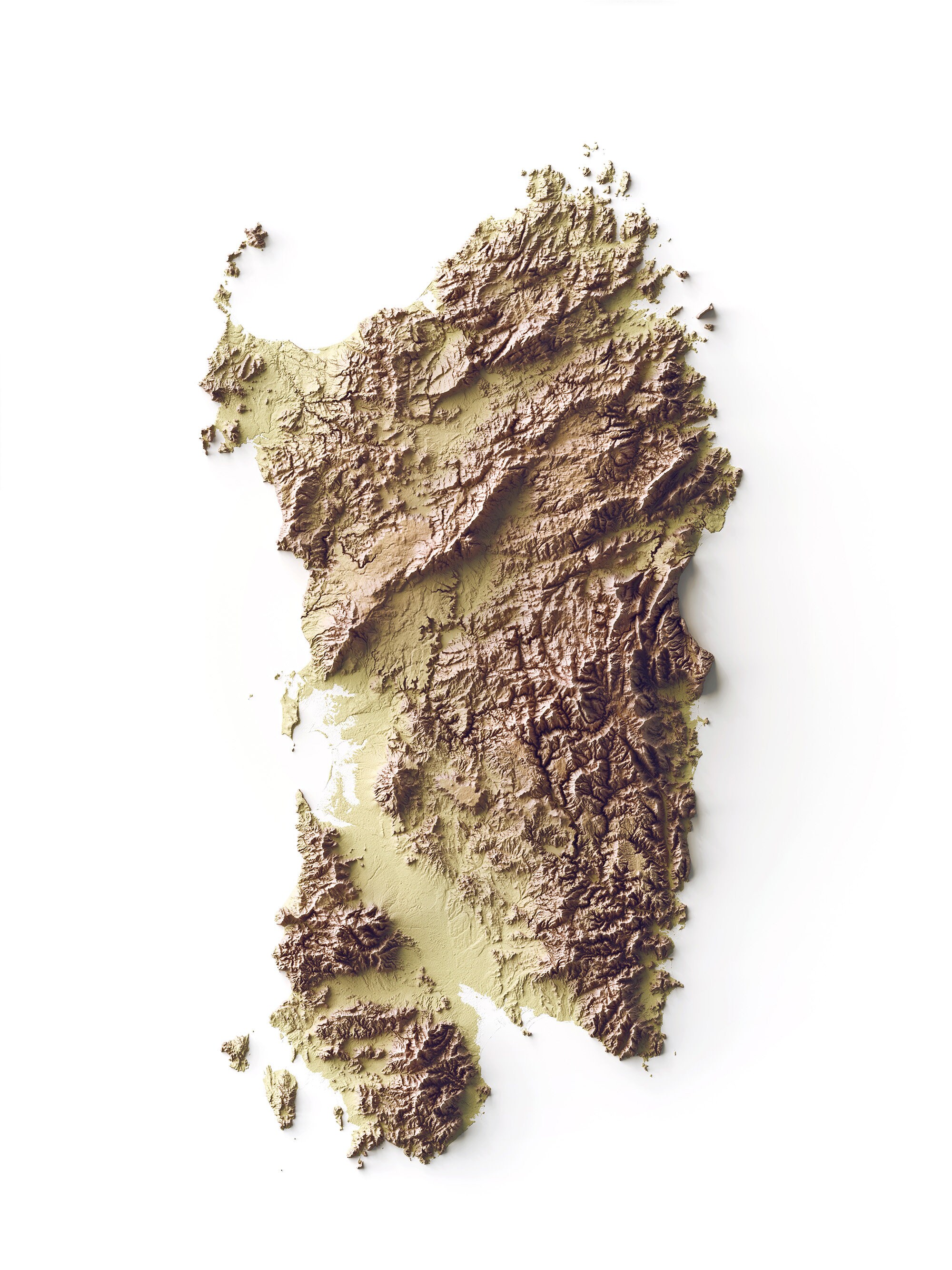 Sardinia (italy) Elevation Map - Geo Edition - Modern Flat Shaded ...