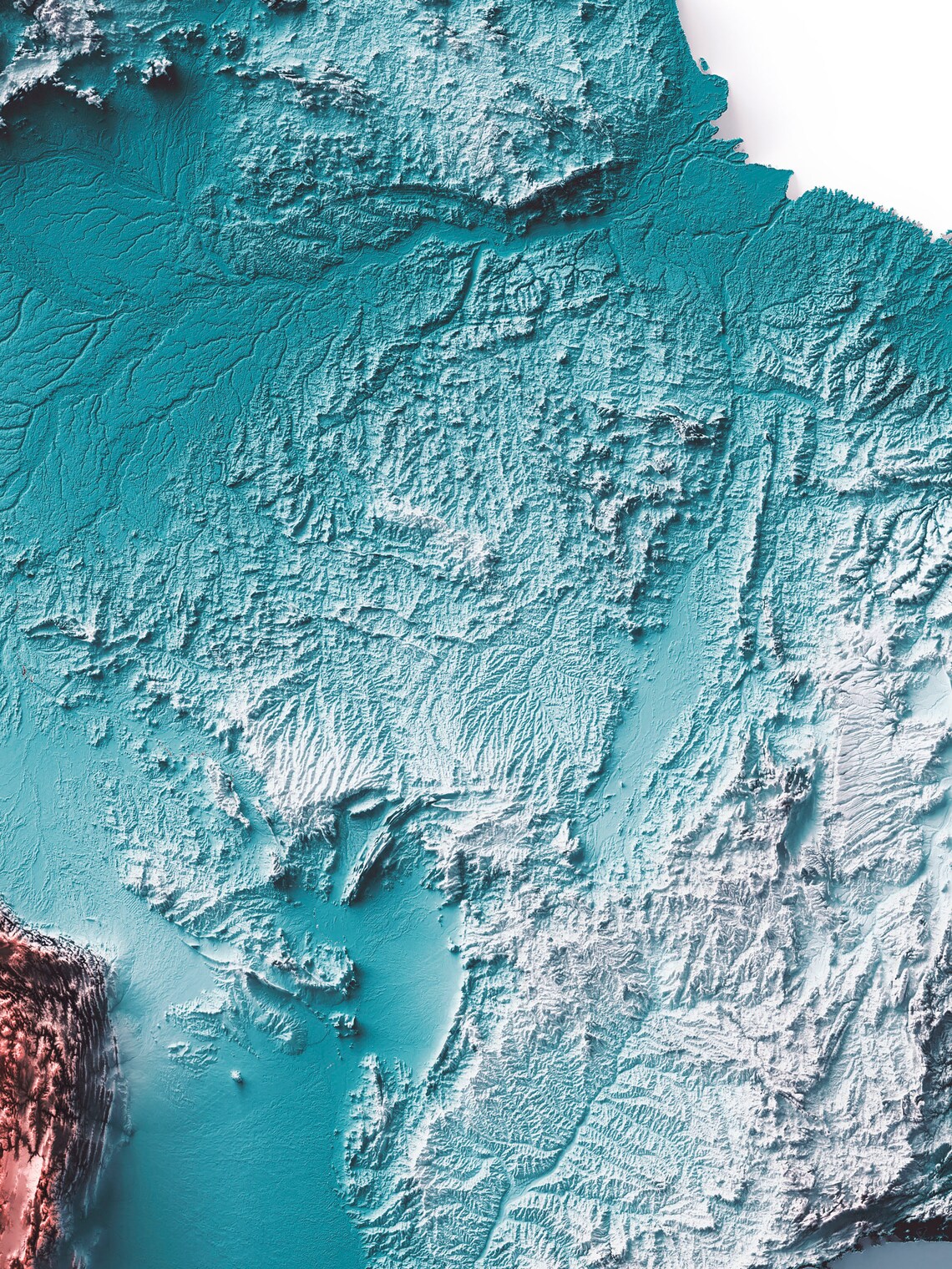 South America Elevation Tint Irid Shaded Relief Map - Etsy