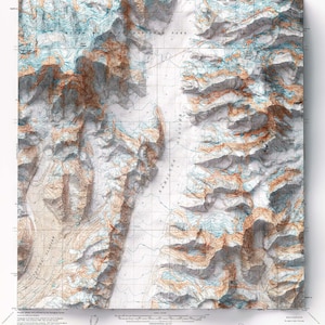 Mt Foraker (alaska, USA) Topographic Map of 1963 - 2D Poster Shaded ...