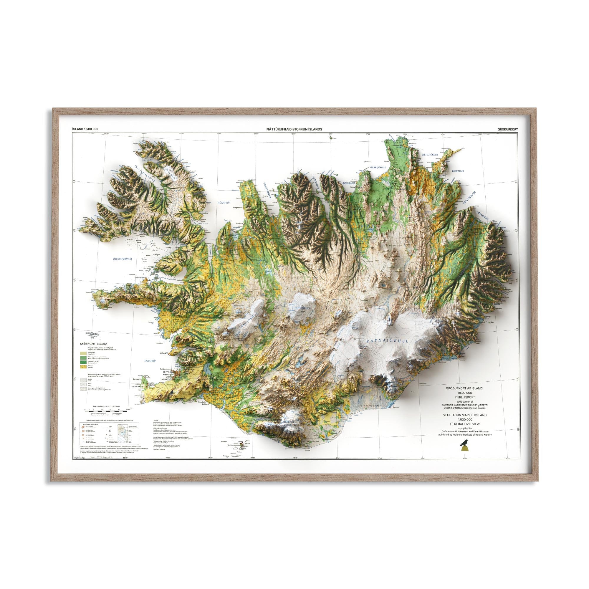 Iceland Soil Map of 1998 2D Poster Shaded Relief Map, Fine Art Wall ...