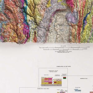 Massachusetts (USA) Geological Map of 1983 - 2D Poster Shaded Relief ...