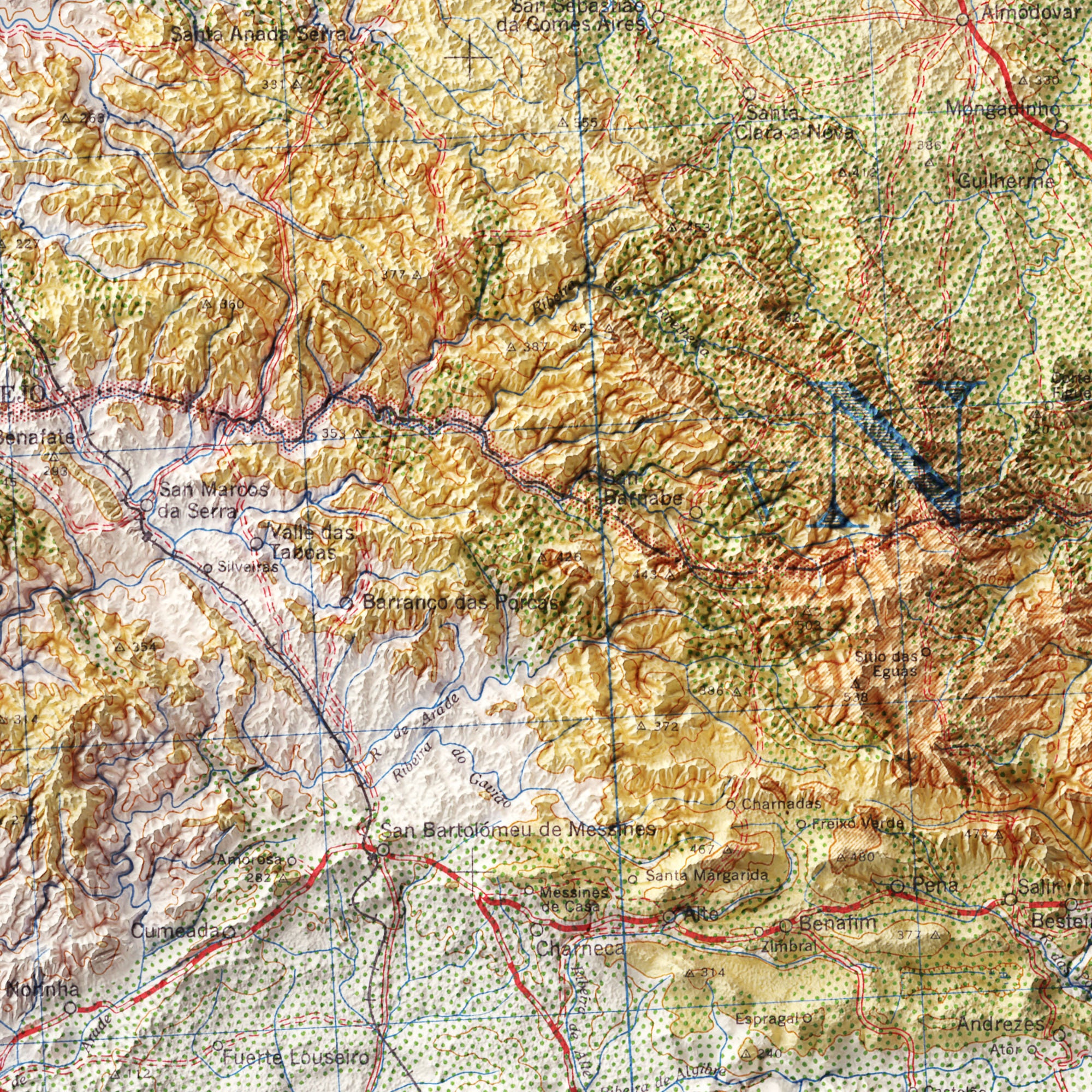 Lagos portugal Topographic Map of 1944 2D Poster Shaded Relief Map ...
