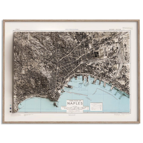 Naples Italy Neighborhoods Map Naples City Map Of Italy Coastal" Art