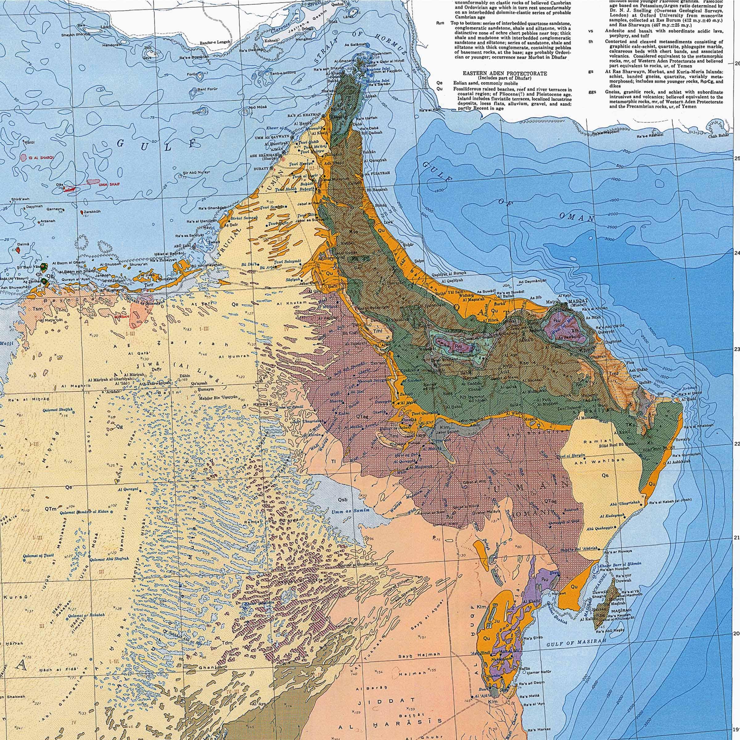 Arabian Peninsula Geological Map 1963 - Restored Historical Map Print ...