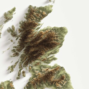 United Kingdom Elevation Map - Geo Edition - Modern Flat Shaded Relief ...