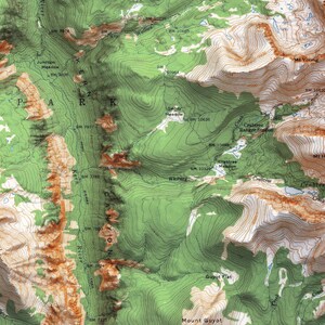 Mt Whitney (california, USA) Topographic Map of 1960 - 2D Poster Shaded ...