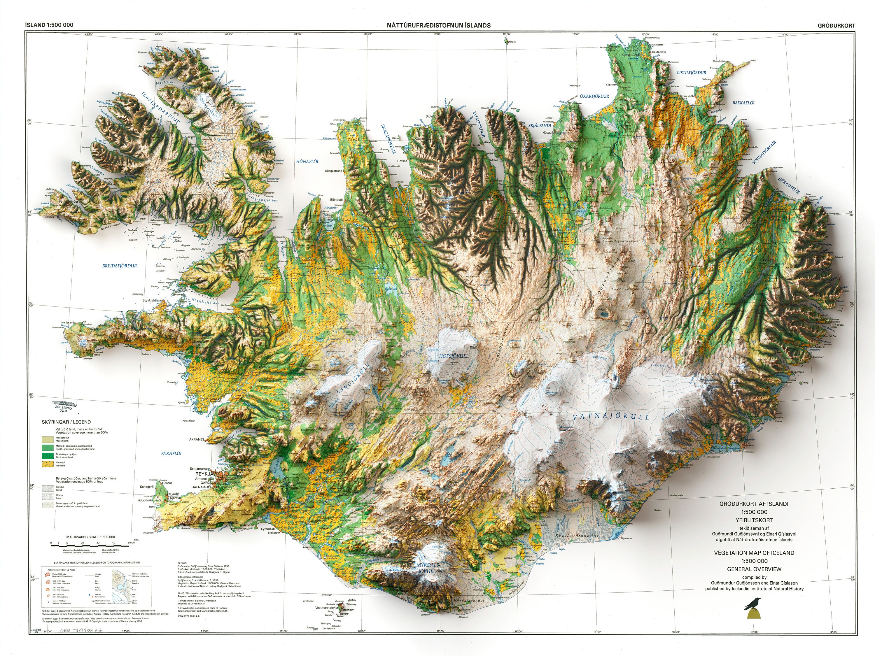 Iceland Soil Map of 1998 2D Poster Shaded Relief Map, Fine Art Wall ...