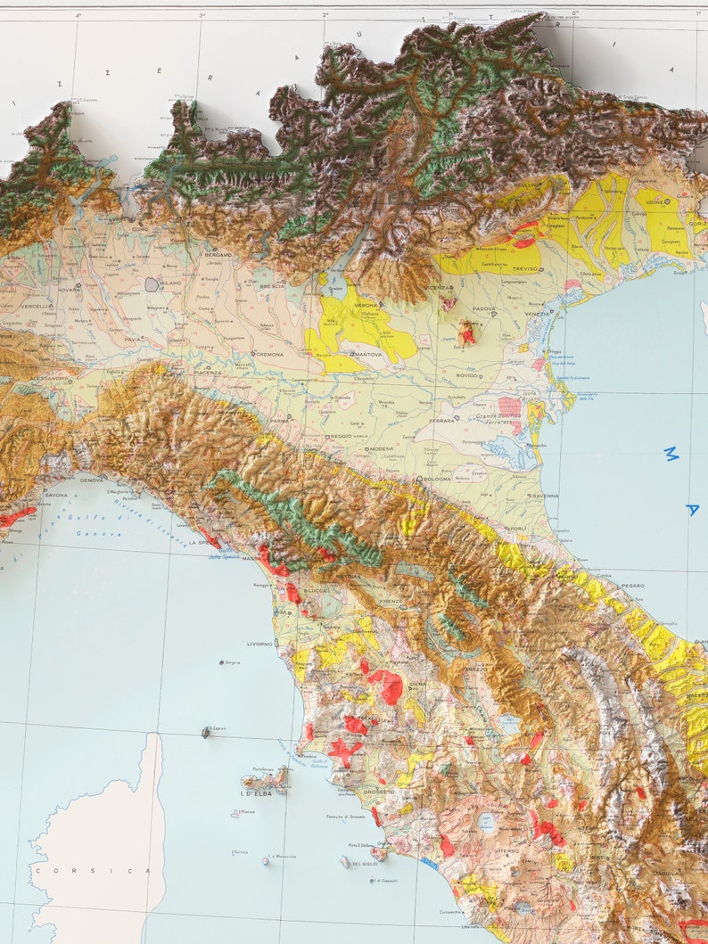 Italy Soil Map of 1966 2D Poster Shaded Relief Map Fine Art - Etsy