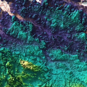 Germany Elevation Map viridis 2D Poster Shaded Relief Map, Fine Art ...