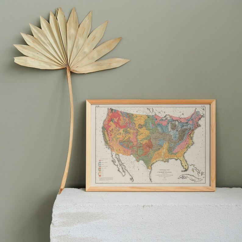 United States of America, Geological Map 1874 Vintage Map Reprint, Wall ...