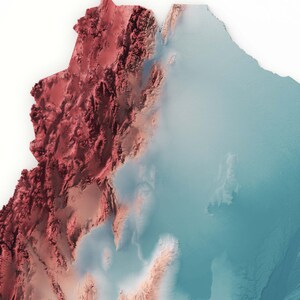 Argentina Elevation Map (irid) - 2D Poster Shaded Relief Map, Fine Art ...