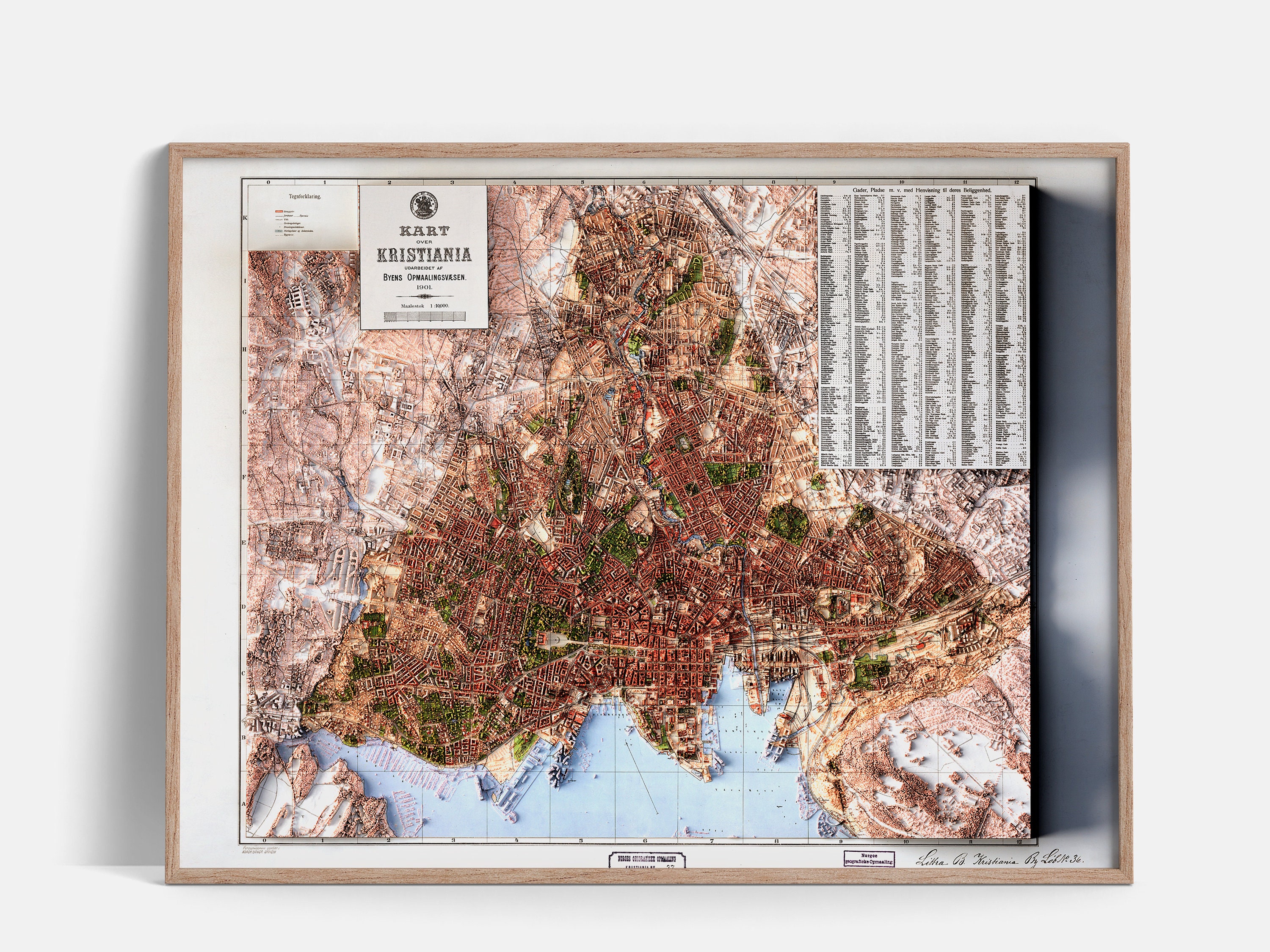 Oslo norway City Map of 1901 2D Poster Shaded Relief Map - Etsy