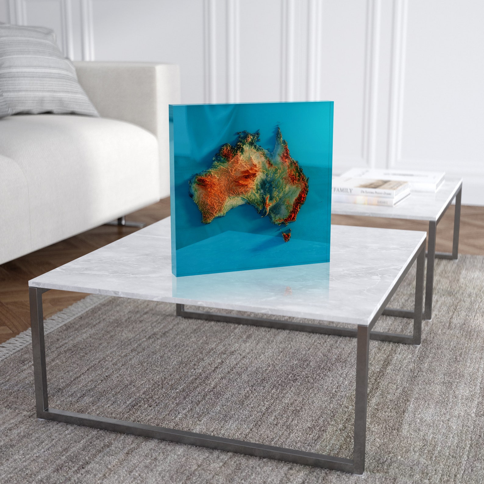 Australia Acrylic Block, Hypsometric Shaded Relief Map, Custom Gift for ...