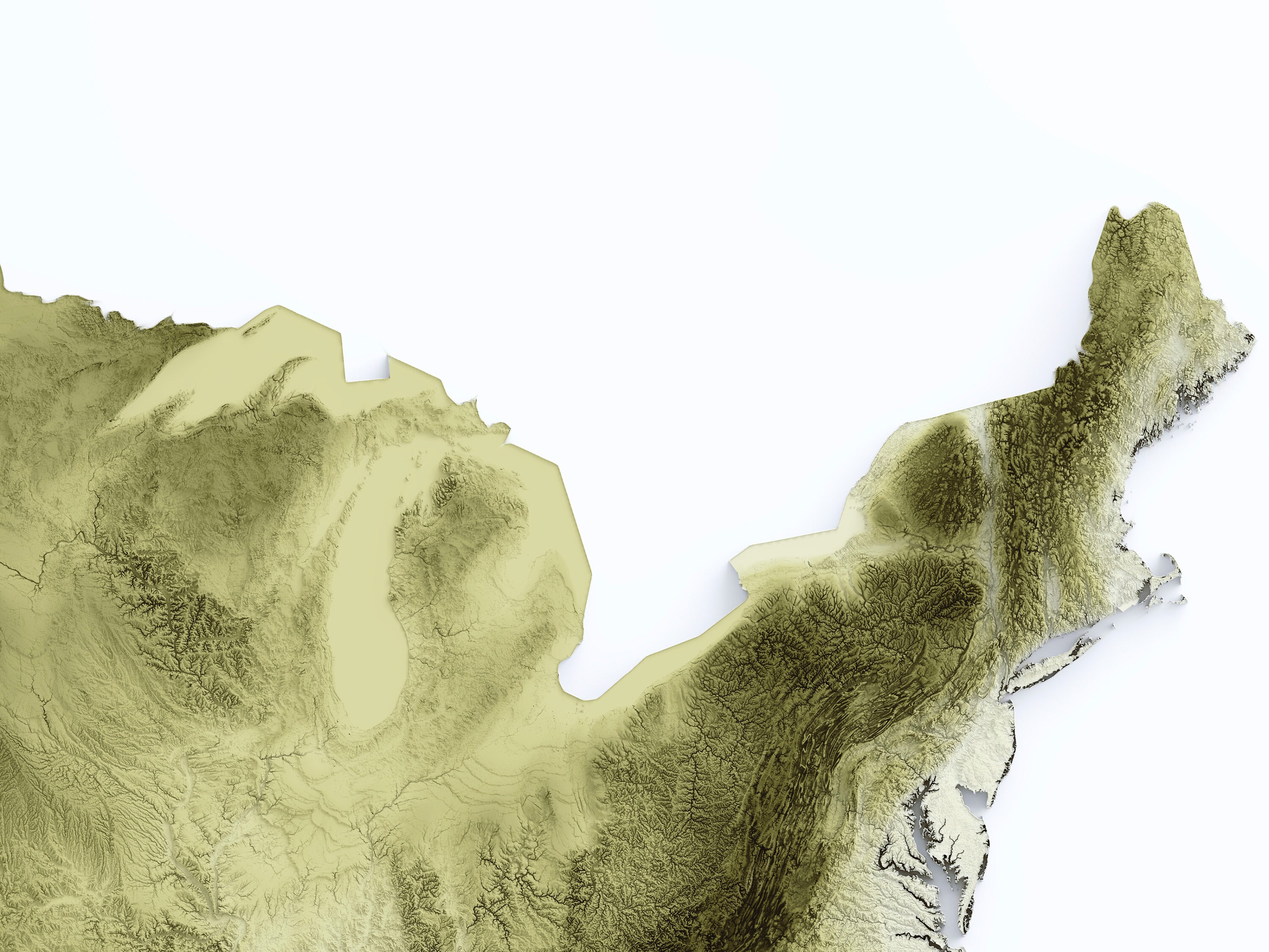 United States of America Elevation Map geo 2D Poster Shaded Relief Map ...