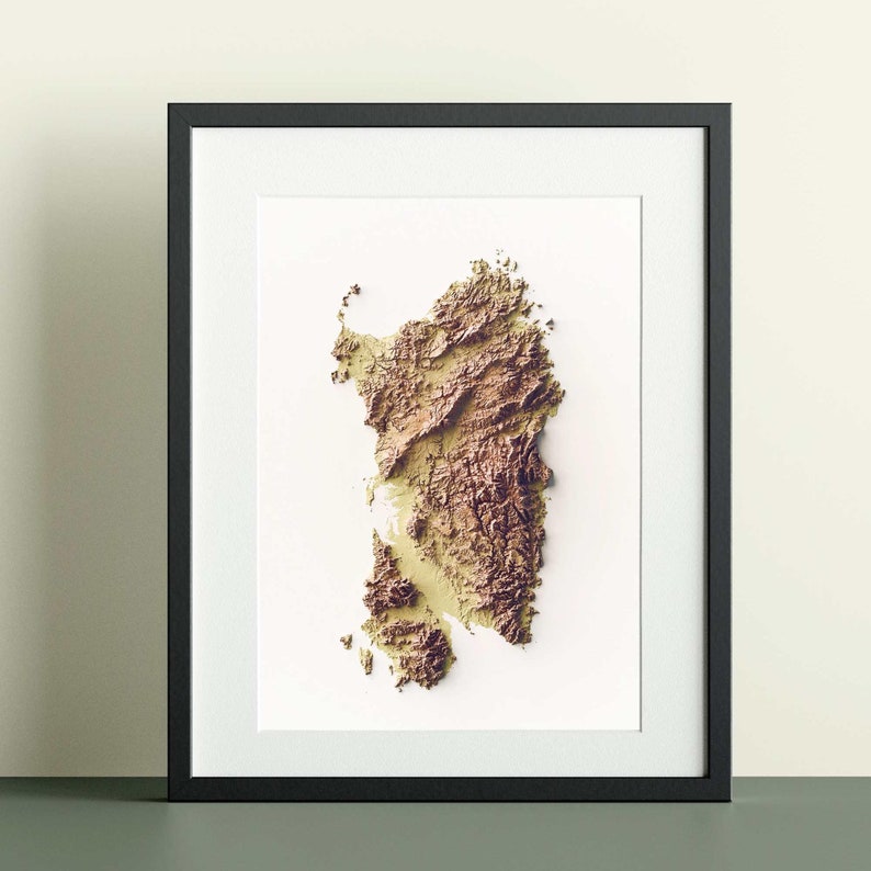 Sardinia (italy) Elevation Map - Geo Edition - Modern Flat Shaded ...