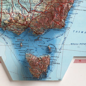 Australia Topographic Map of 1967 - 2D Poster Shaded Relief Map, Fine ...
