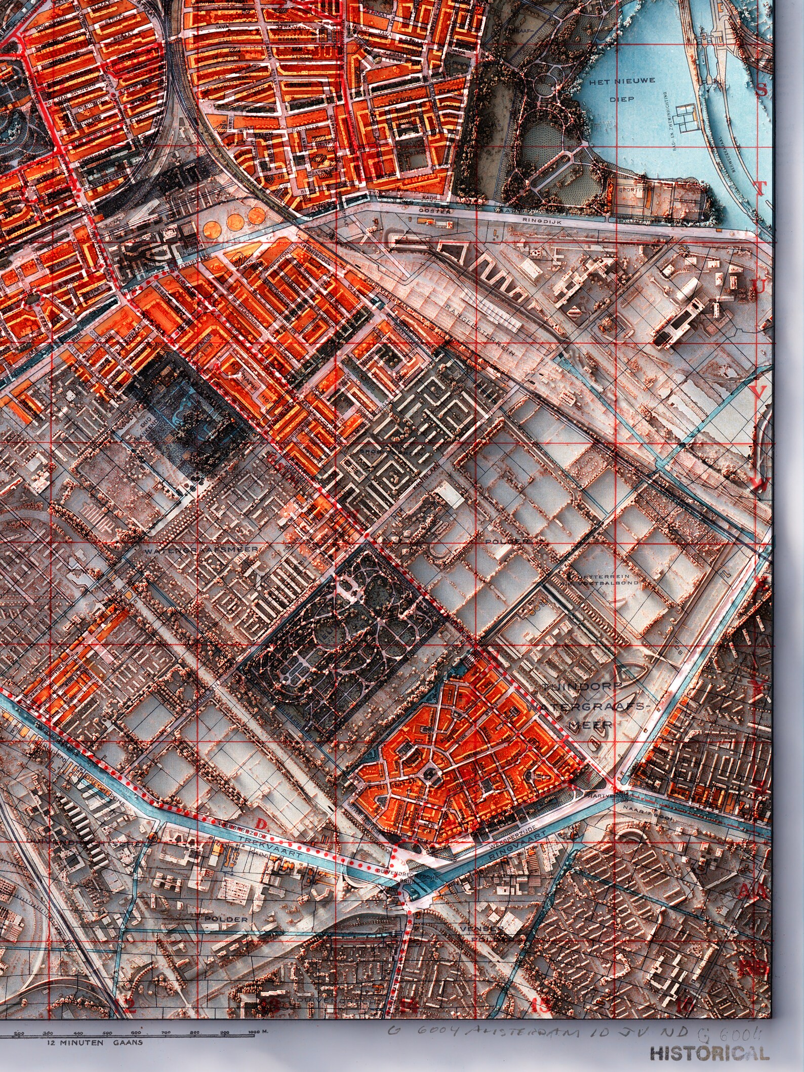 Amsterdam the Netherlands City Map of 1914 2D Poster Shaded Relief Map ...