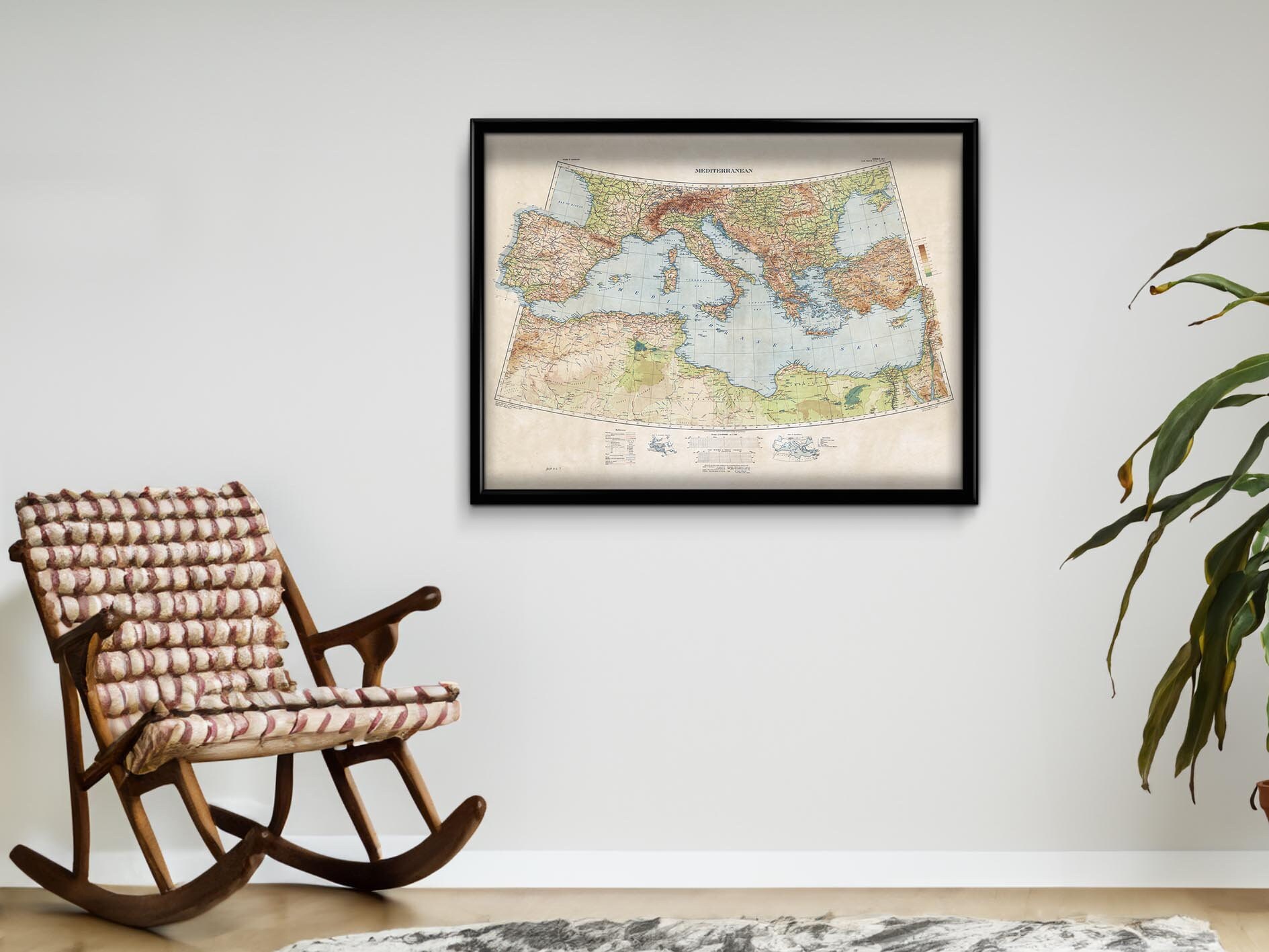 Mediterranean Sea, Topographic Map 1937 Vintage Map Reprint, Wall Decor ...
