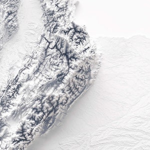 Colombia Elevation Map (white): Flat Shaded Relief Print Art - Etsy
