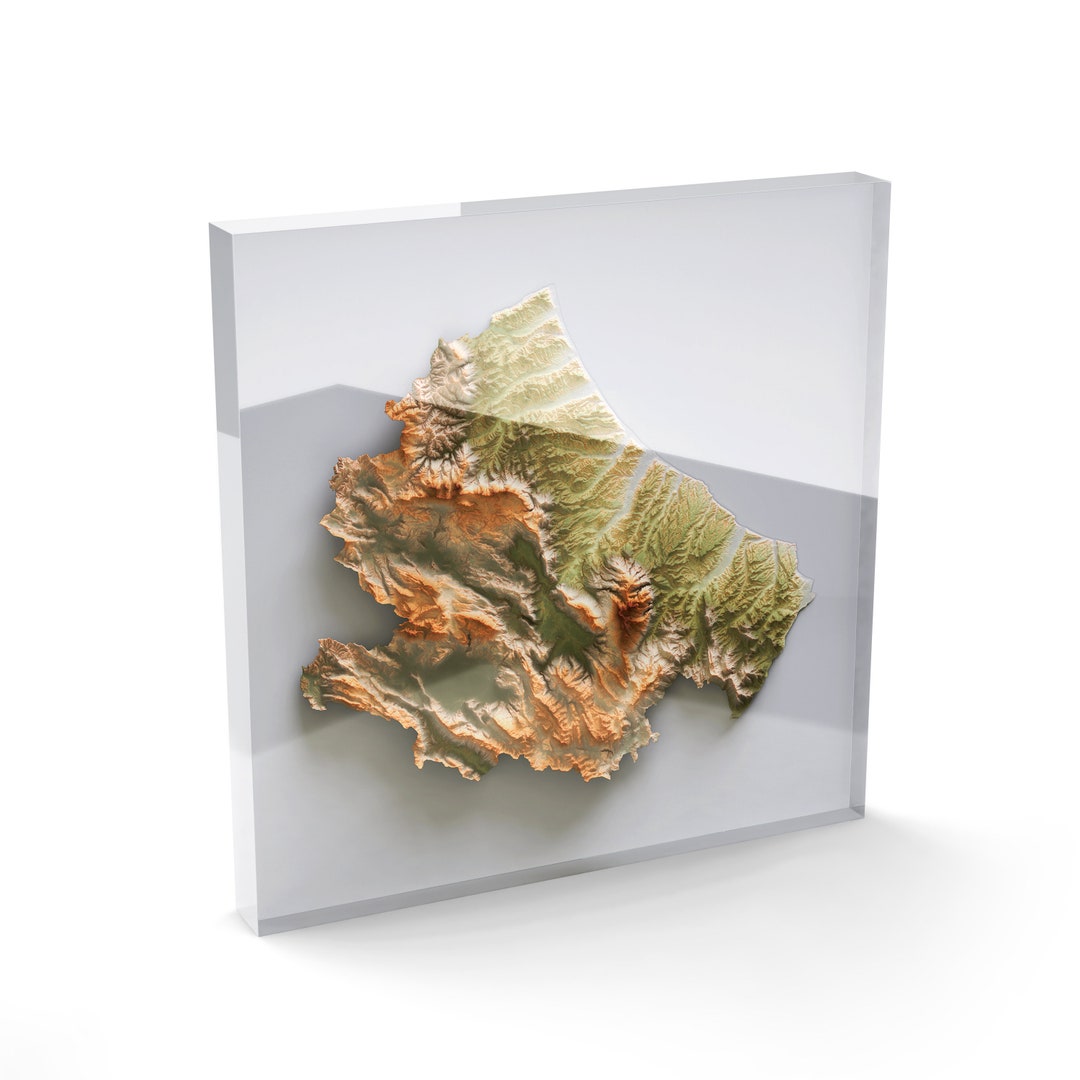 Abruzzo italy Acrylic Block Shaded Relief Map Geo Elevation Tint - Etsy